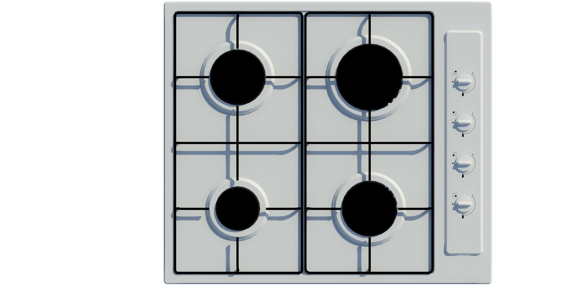 Gas cooktop 4 homes BIM OBJECT: free BIM file downloads e.g., Revit ...